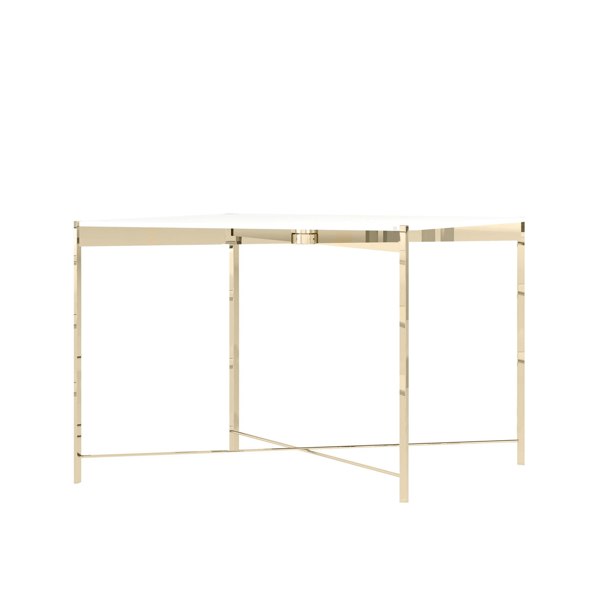 Fleming Communal Table - Gold w/White Acrylic Top - 72" x 30" x 40 ...